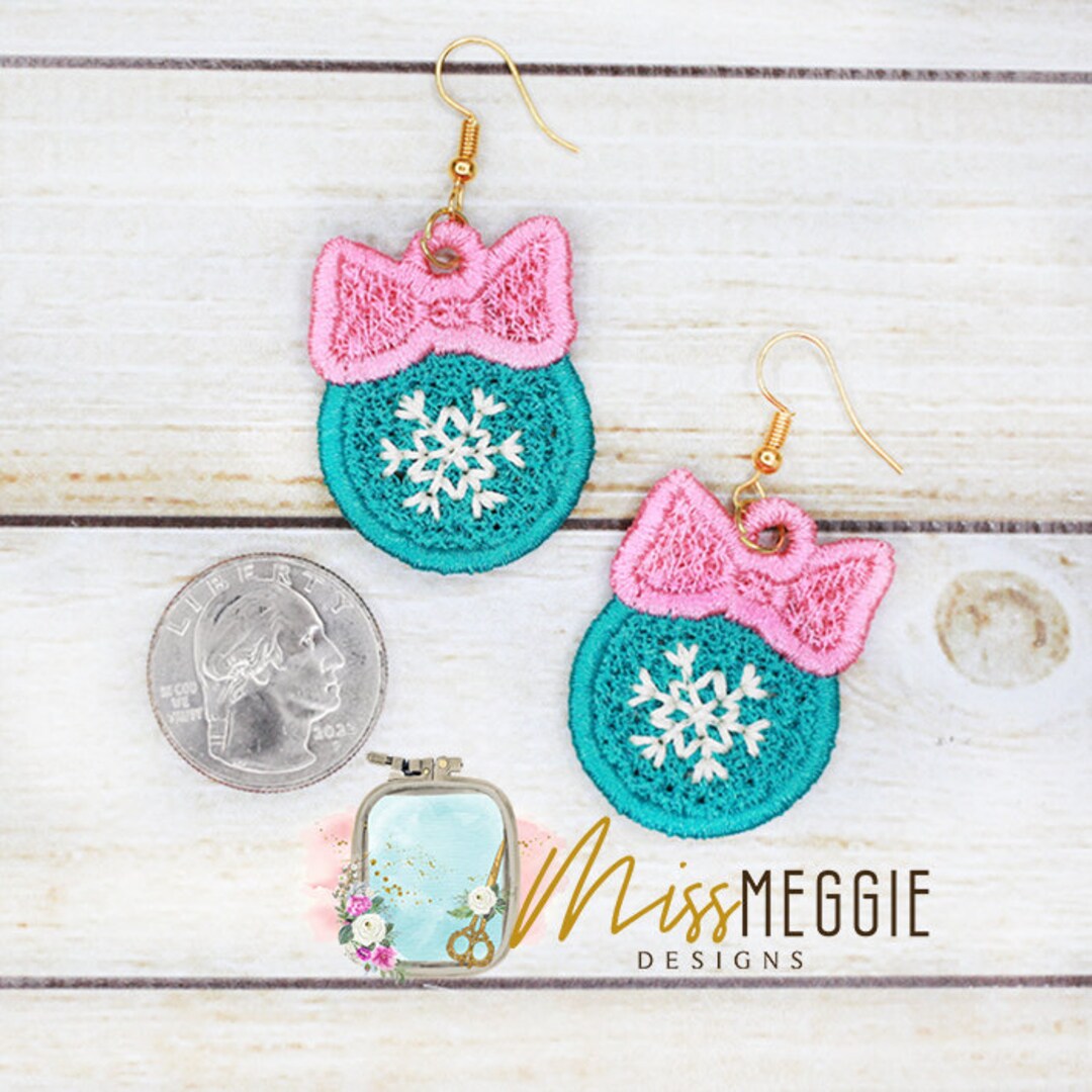 FSL Free Standing Lace Christmas Ornament Earring Charm ITH Embroidery ...