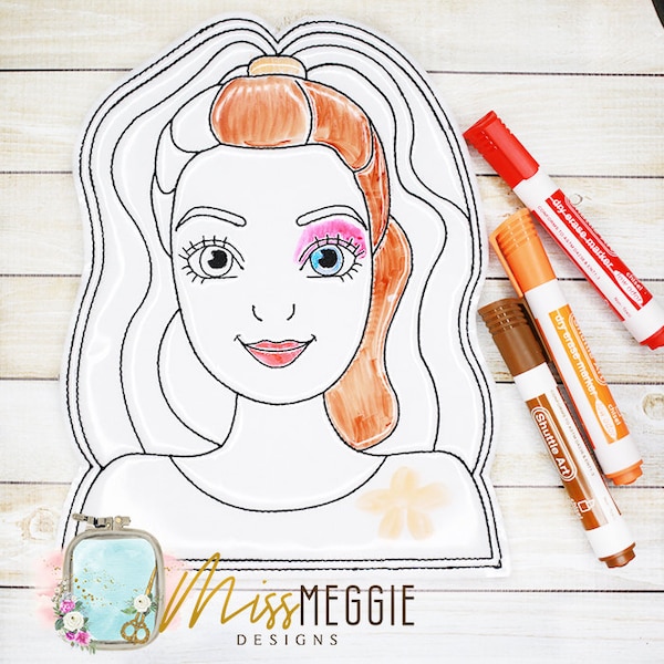 Flat Coloring Doll Machine Embroidery Designs - Etsy