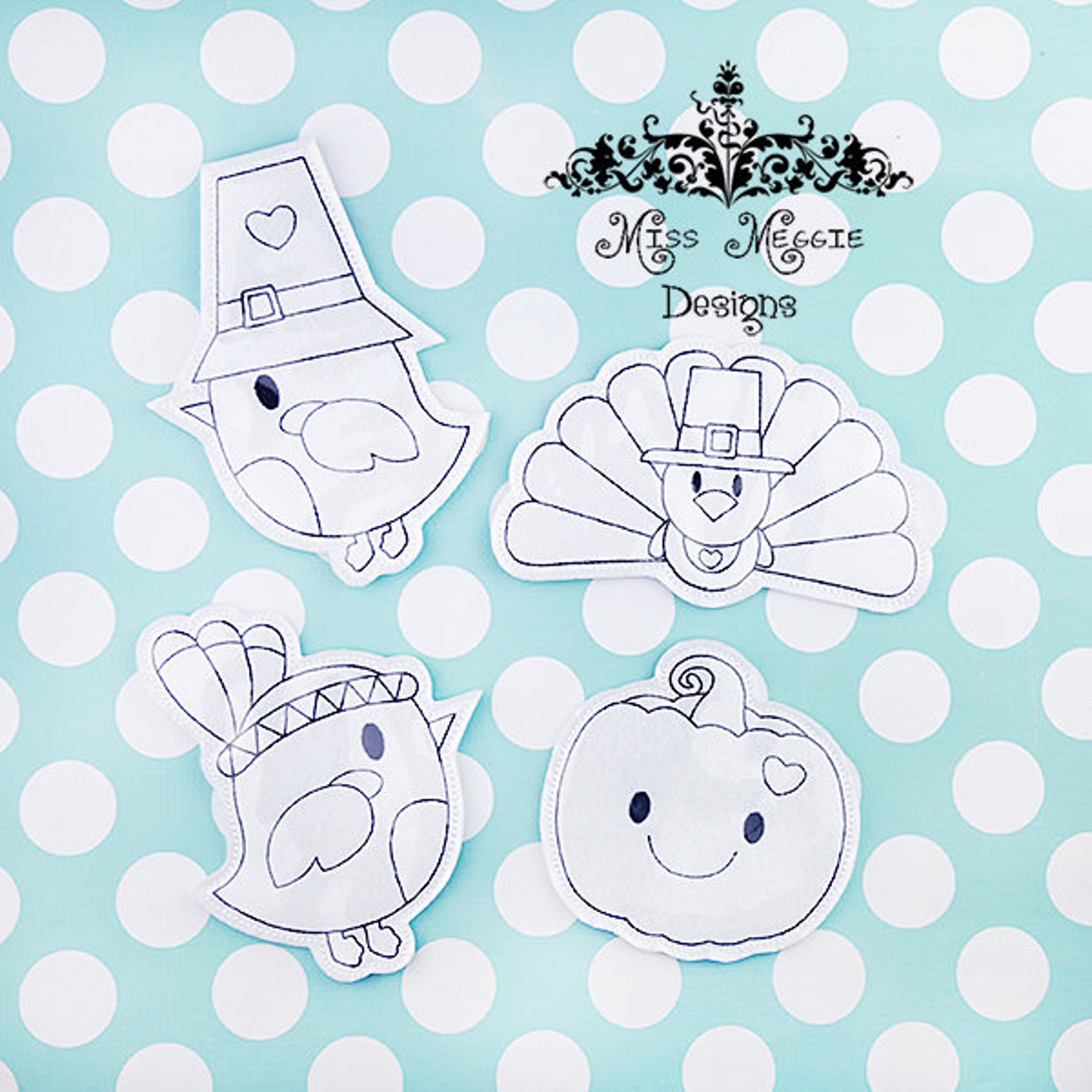 Thanksgiving Turkey Indian Pilgrim Coloring Doll Set ITH - Etsy