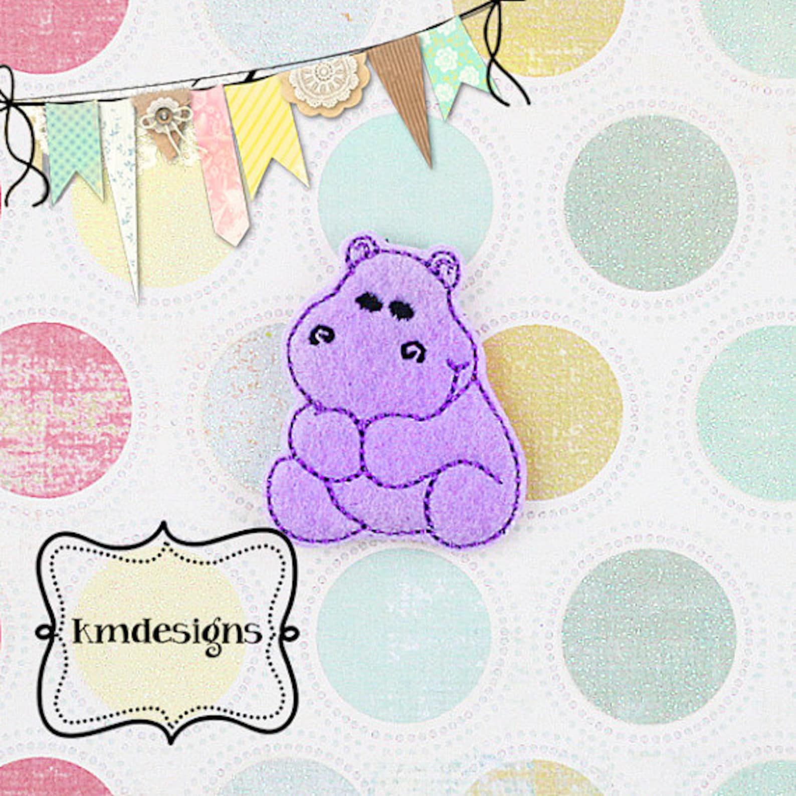 Zoo Time Sweet Hippo Digital ITH Feltie Embroidery Design File - Etsy