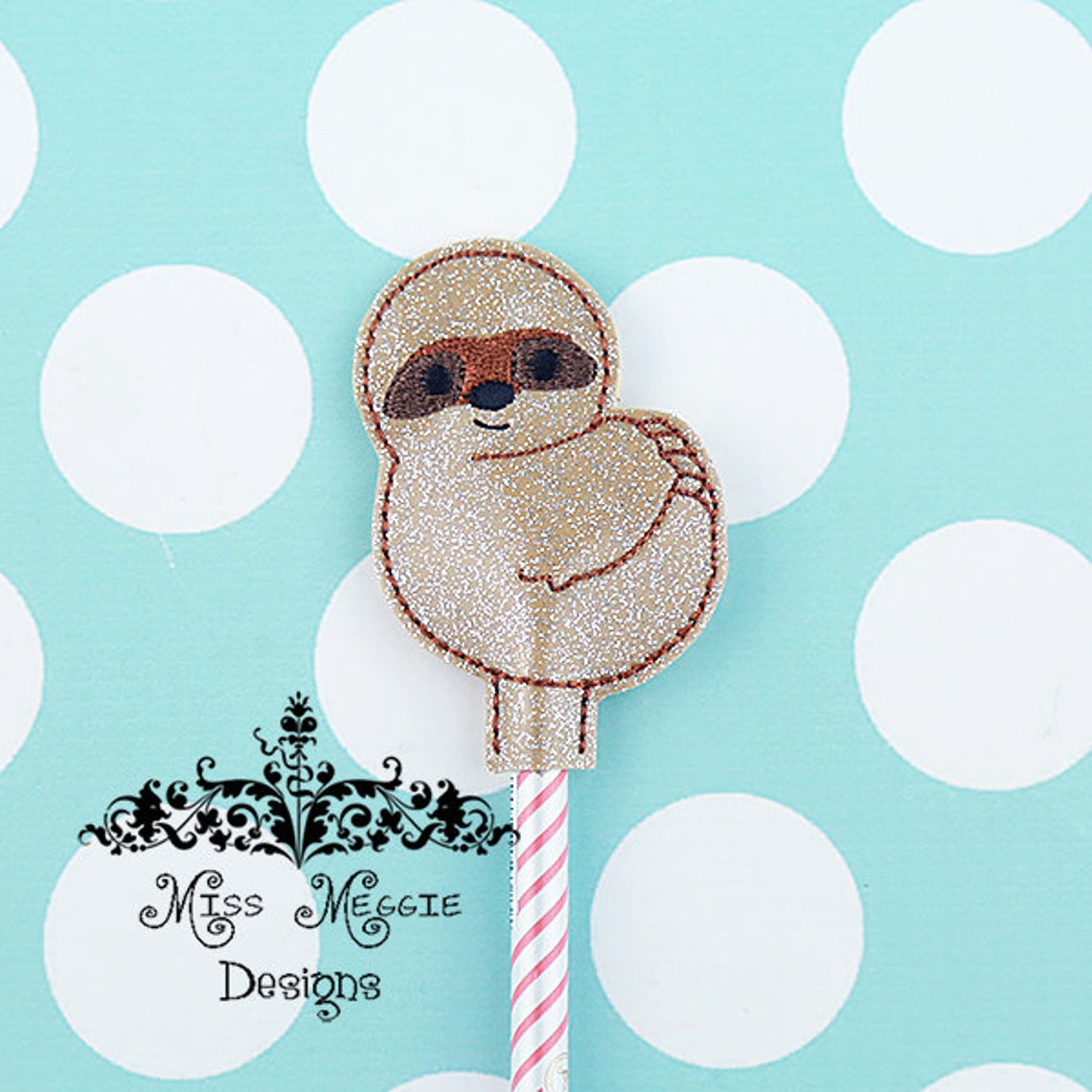Sloth Cute Pencil Topper ITH Embroidery Design File Animal Zoo - Etsy