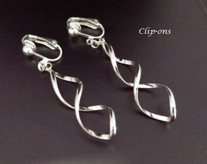 Clip on Earrings: Beautiful Silver Plated Twist Design Costume Clip-on ...