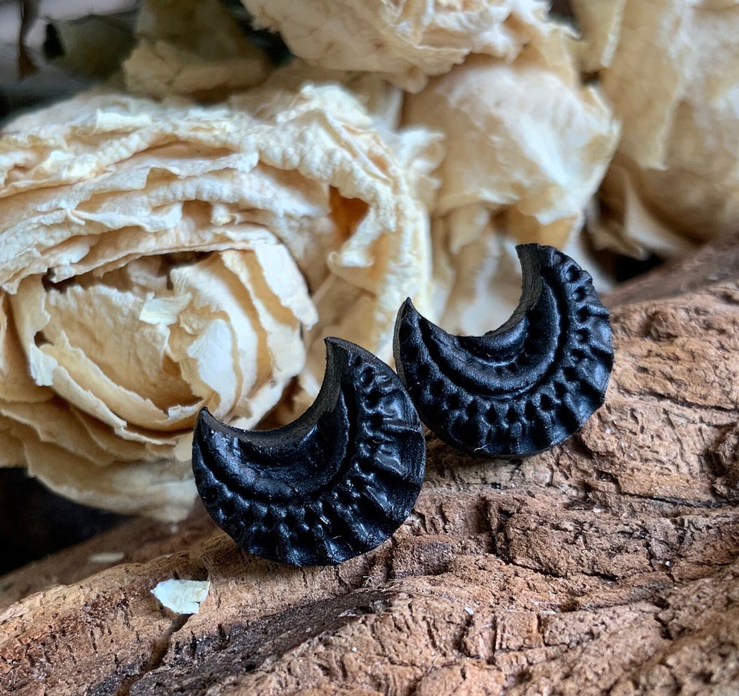 Men Viking Black Earring Crescent Moon Earrings Male Single Stud ...