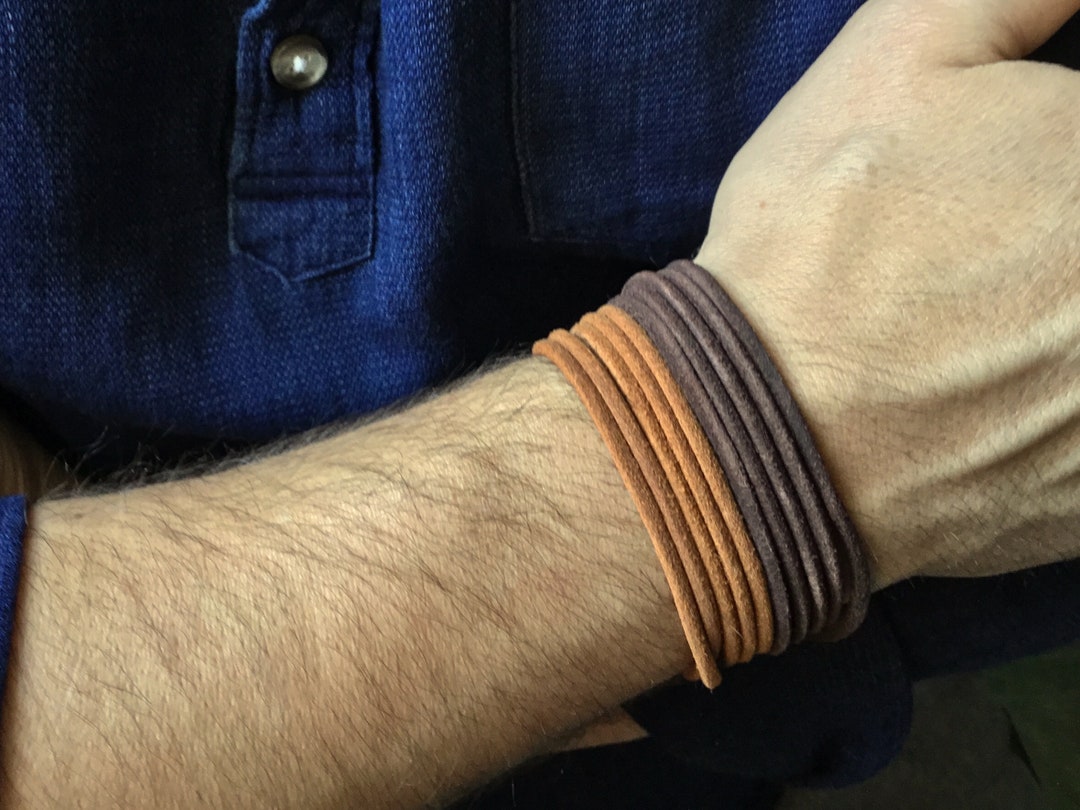 Two Bracelet Set for Men Minimalist Style Jewelry Multi Wrapped ...