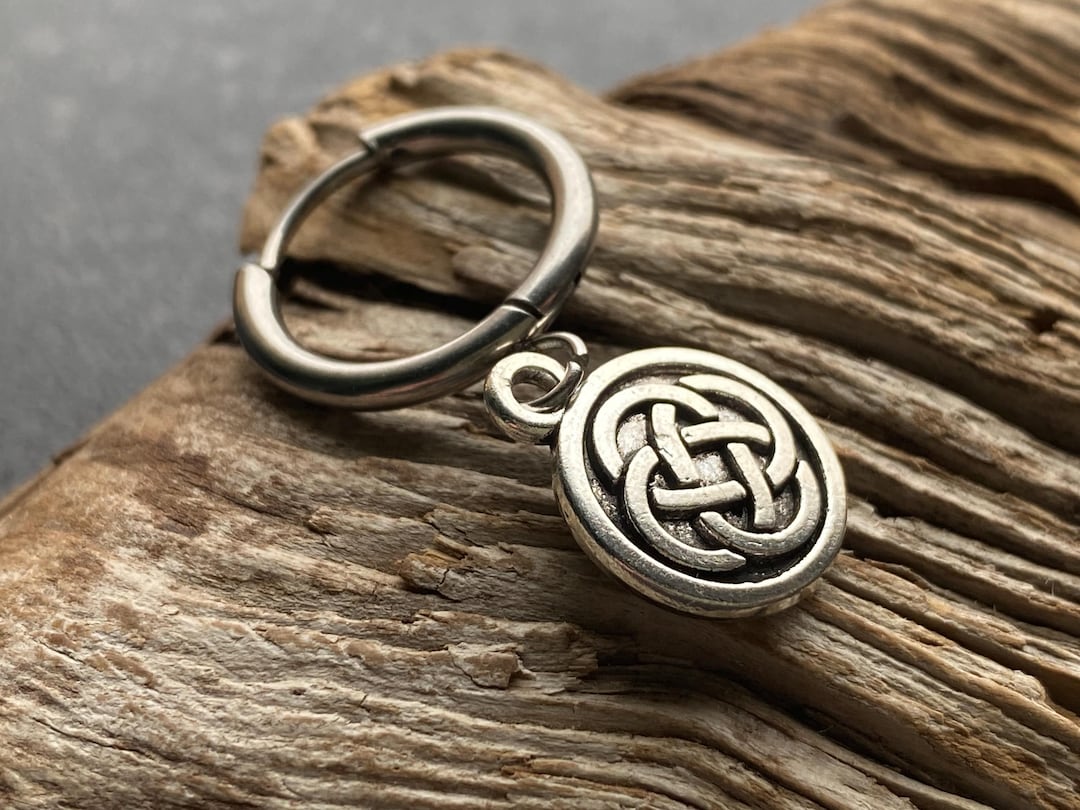 Men Viking Hoop Earring Celtic Knot Symbol Male Norse Earrings Ethnic ...