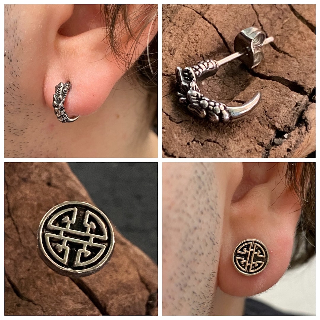 Man Viking Earrings for Vikings Lovers Dragon Claw Stud Scandinavian ...