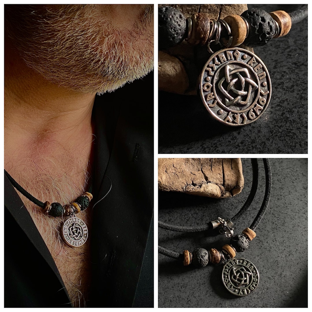 Viking Shield Choker for Man Runic Jewelry Triquetra Necklace ...