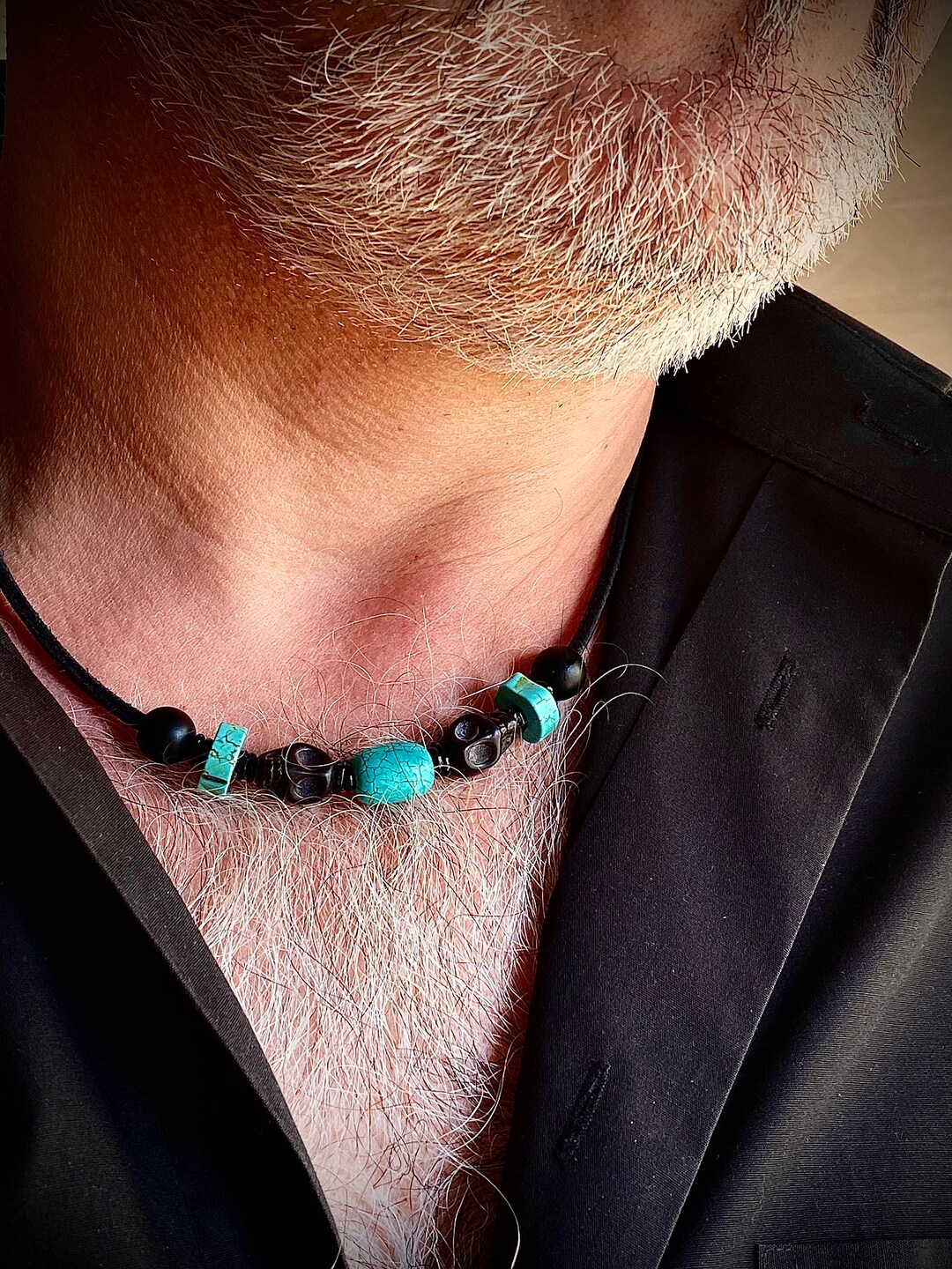 Gothic Style Suede Leather Choker for Men Skulls Necklace for Son ...