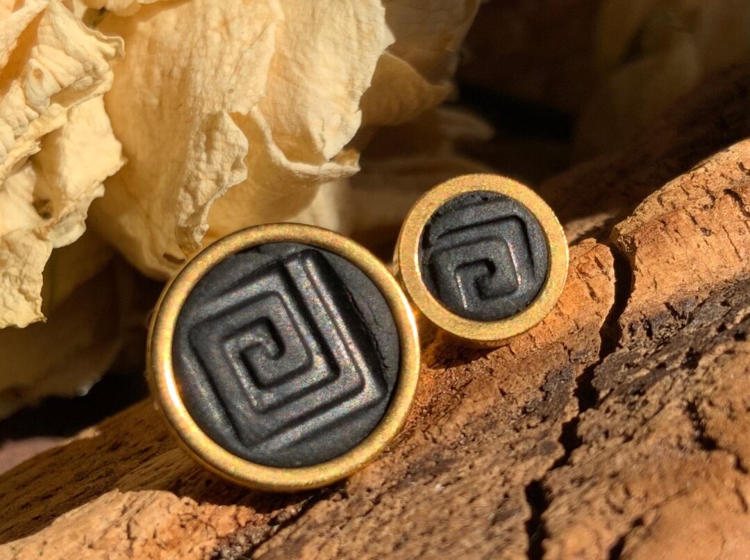 Black and Gold Earrings for Guy Metal Stud Earrings for Male or Female ...
