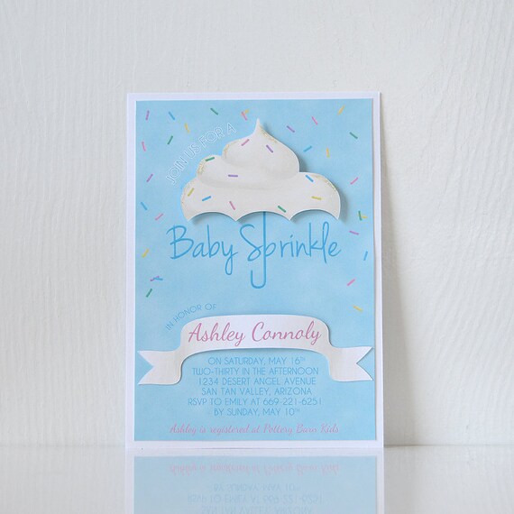 Cupcake Sprinkle Baby Shower Invitation - Baby shower card with a ...
