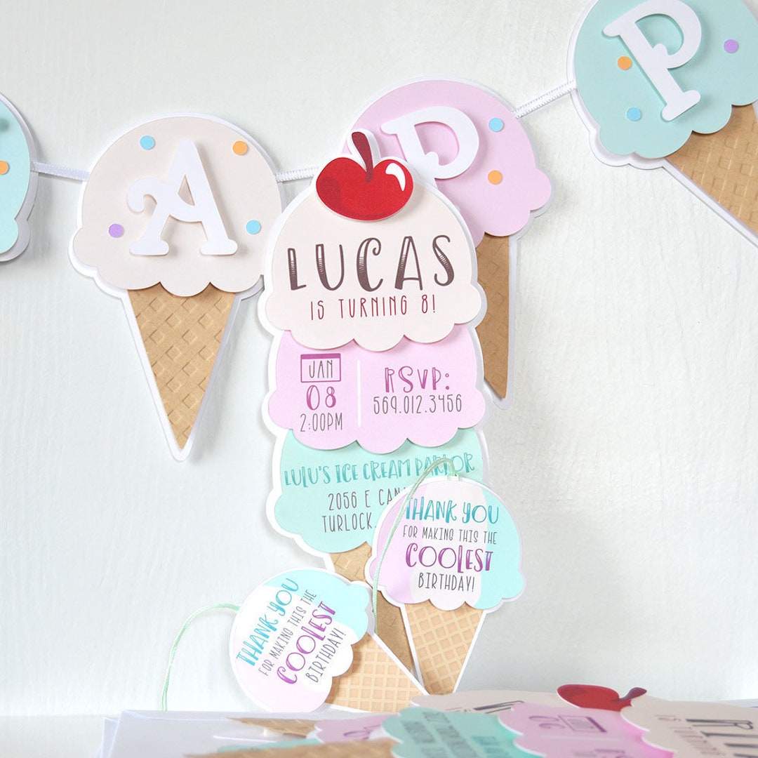 Ice Cream Cone Gift Tags: Ice Cream Party, Scoops, Dessert Tags, Sweet ...