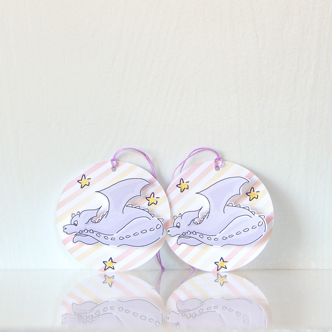 Magical Dragon Tags: Whimsical Birthday, Sparkling, Glitter, Stripes ...