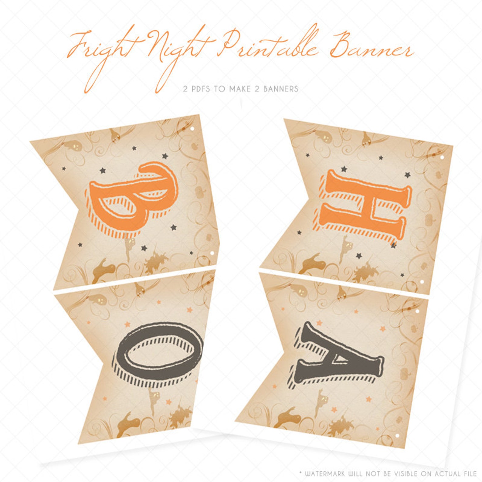 Two DIY Printable Fright Night Banners digital File: Print - Etsy