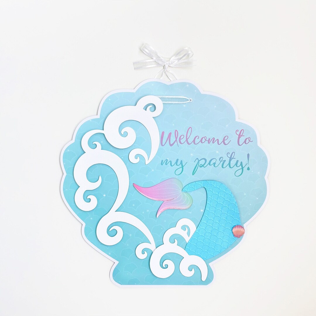 Mermaid Splash Birthday Party Sign: Ocean Waves Mermaid Kids Birthday ...