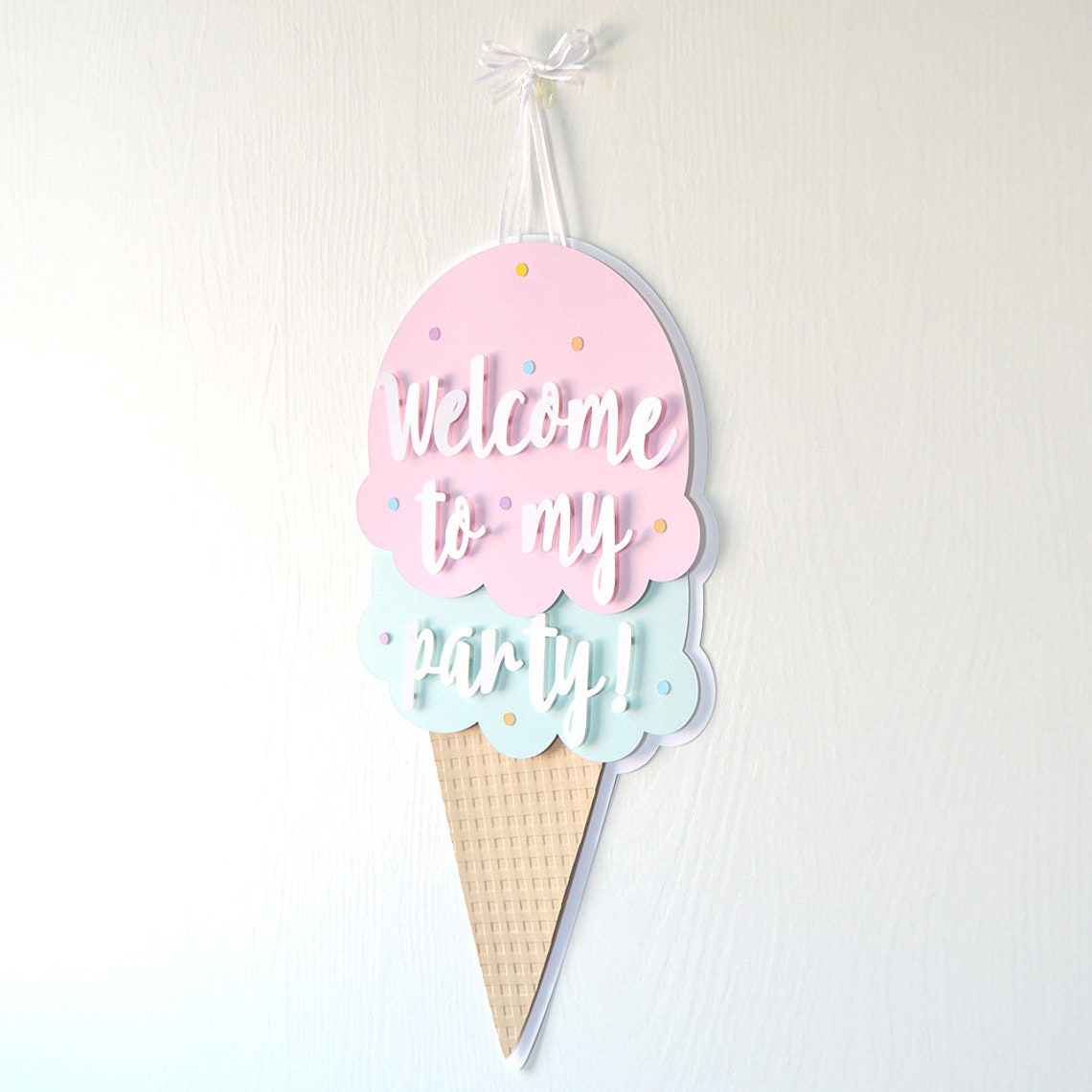 Ice Cream Cone Sign: Birthday Party Kids Party Door Hanger - Etsy