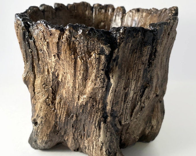 6” Concrete Tree Stump Planter - Etsy
