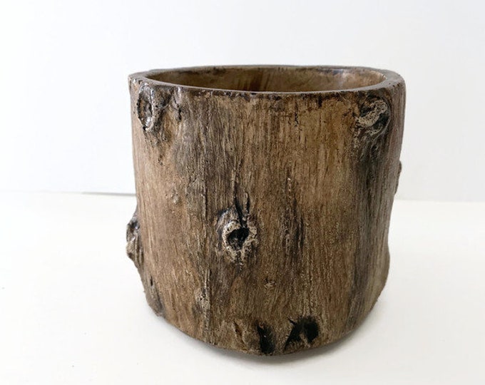 Concrete Bark Less Tree Stump Planter Pot, Tree Stump Planter, Bark ...