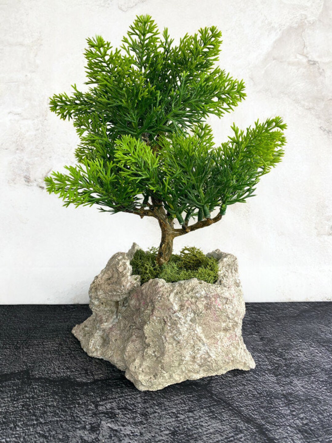 Faux Evergreen Bonsai Coral Rock Arrangement, Artificial Coral Rock ...