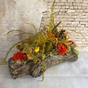 Artificial Fall Log Arrangement, Concrete Log Floral Arrangement, Fall ...