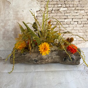 Artificial Fall Log Arrangement, Concrete Log Floral Arrangement, Fall ...