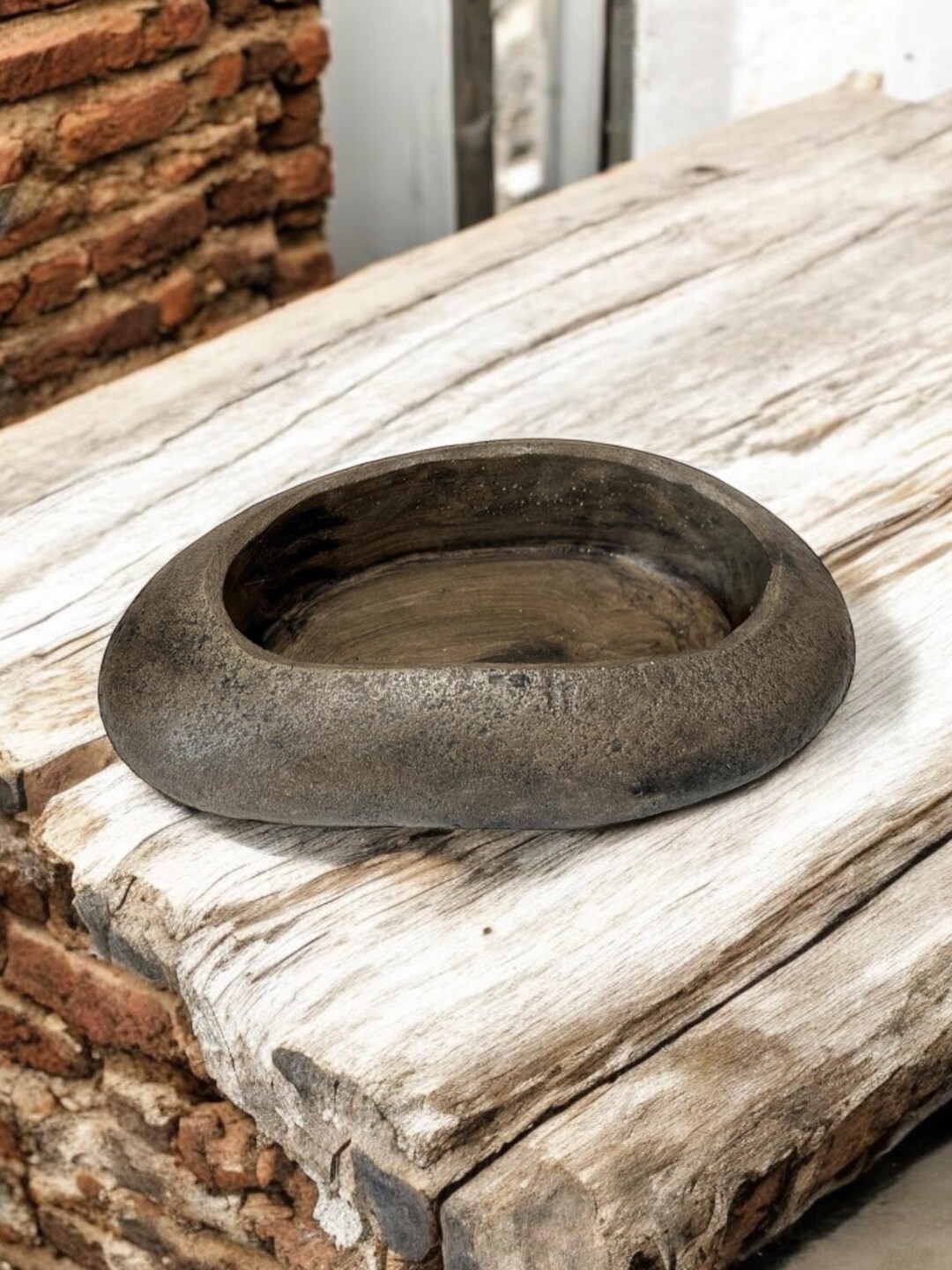 Large Oval Rock Planter, Succulent Rock Planters, Concrete Rock Planter ...