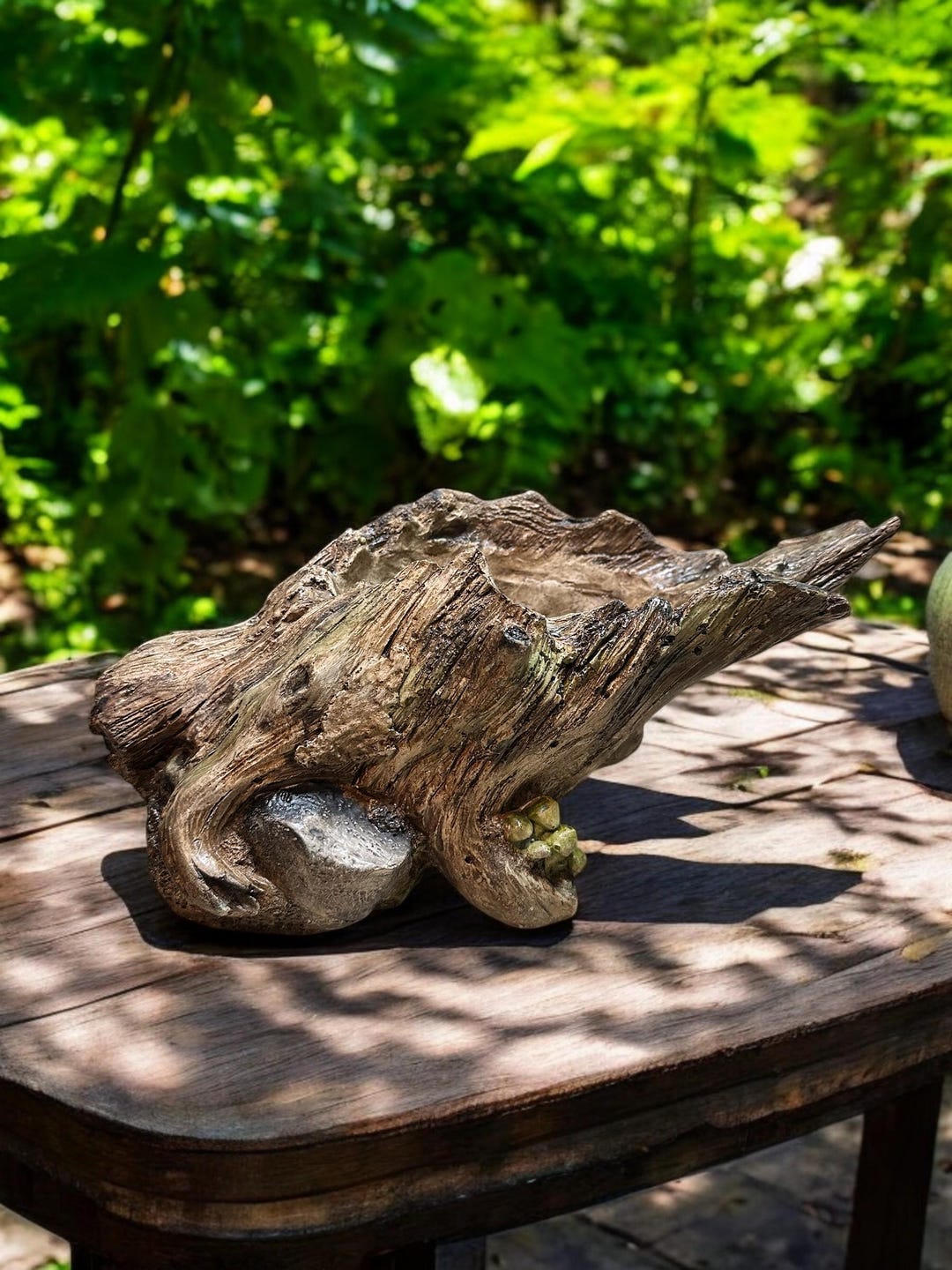 Faux Tree Stump Concrete Planter, Tree Bark Concrete Planter, Wood ...