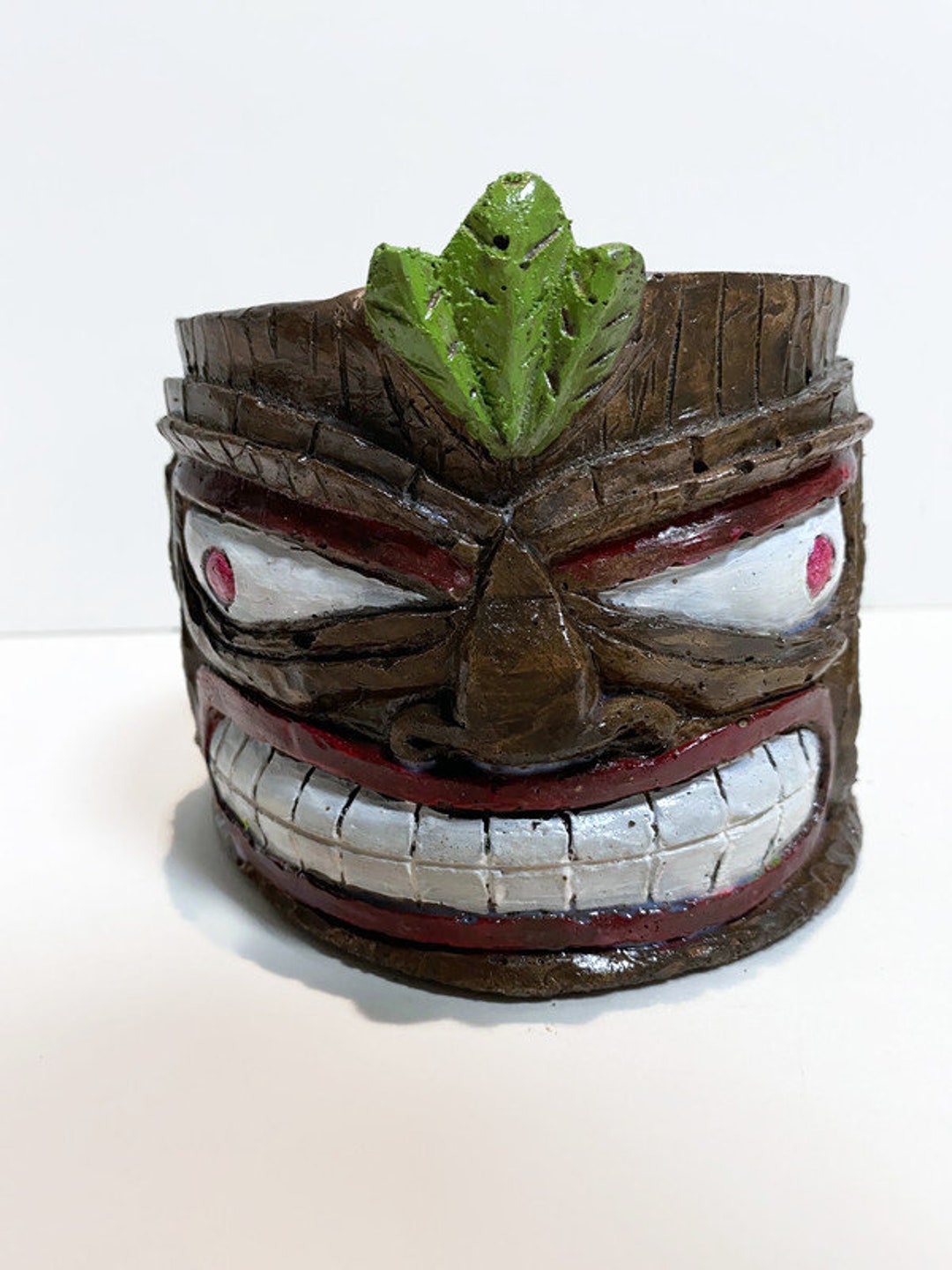 Tiki Planter Pot. Concrete Tiki Planter Pot, Succulent Tiki Planter - Etsy