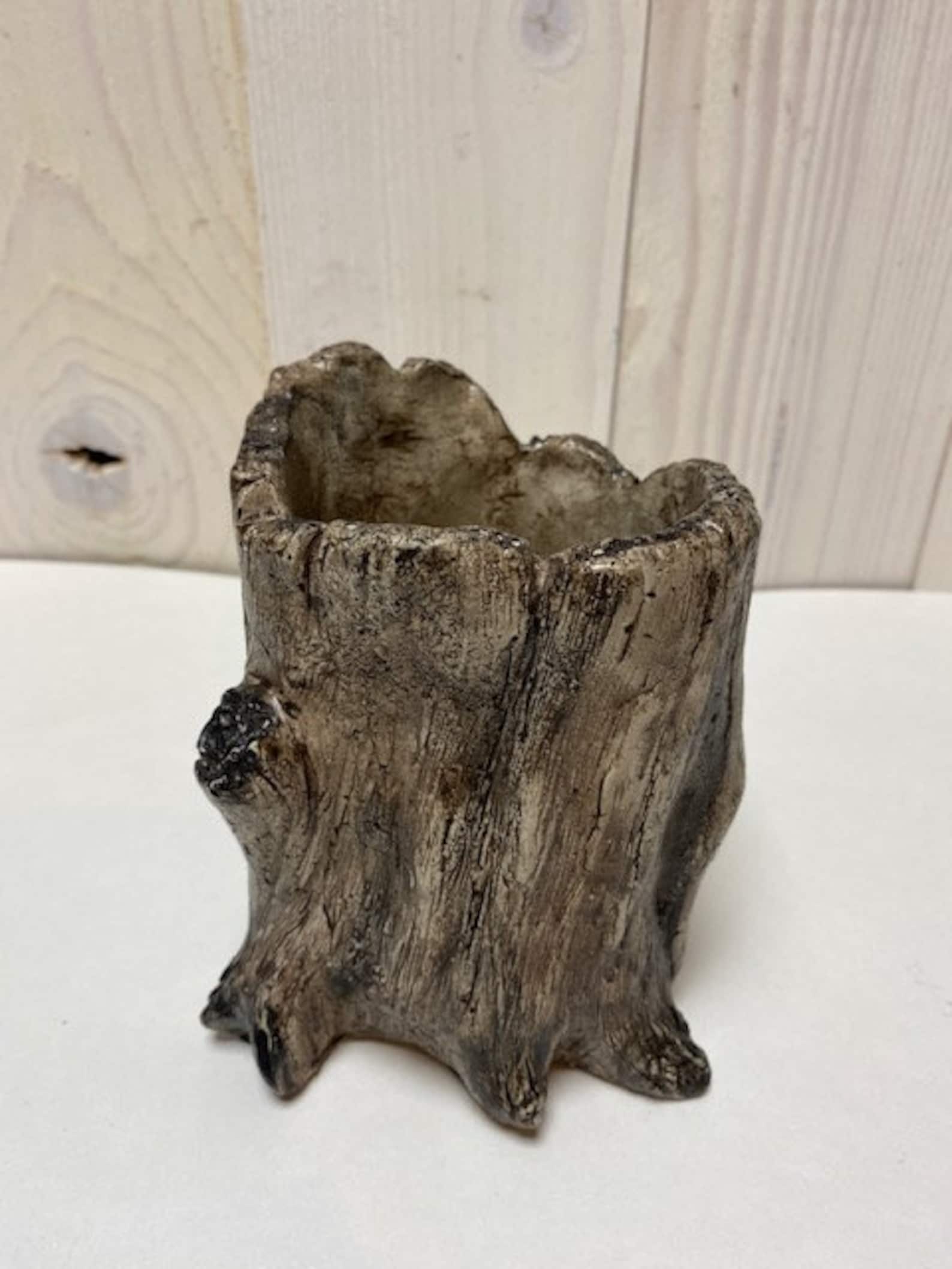 Medium Tree Stump Concrete Planter - Etsy