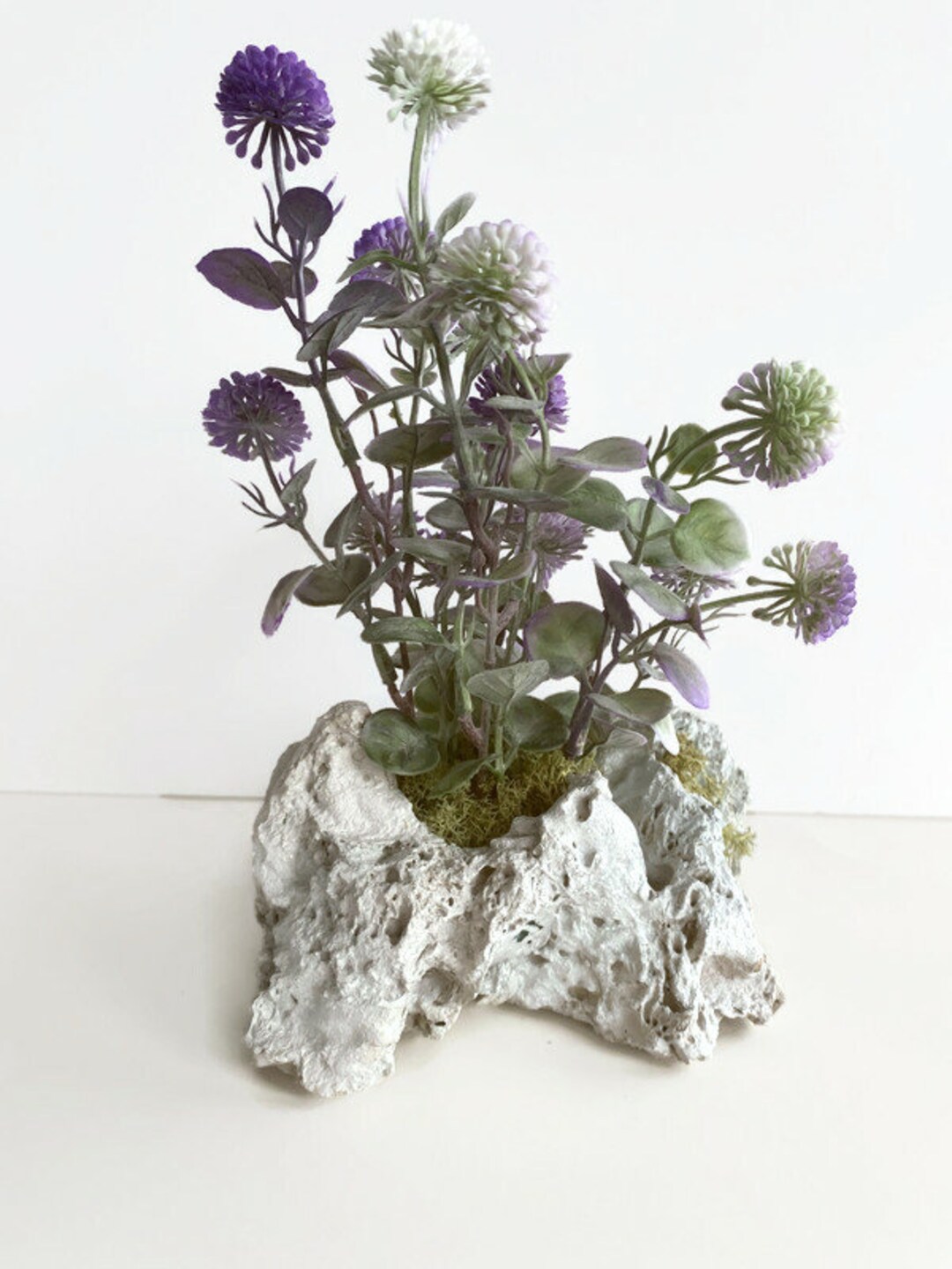 Purple Coral Arrangement, Concrete Purple Coral Planter, Artificial ...