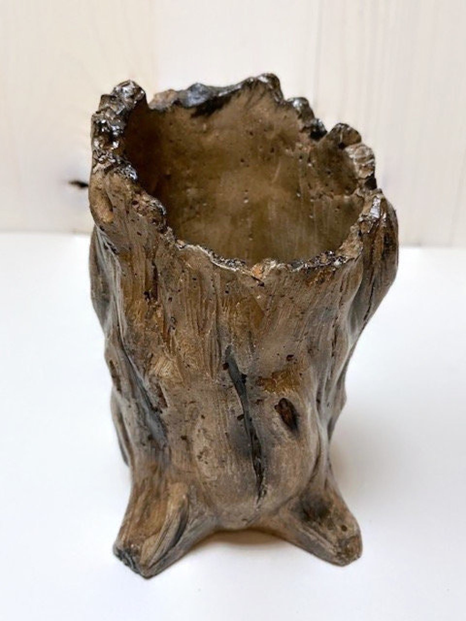 Tall Skinny Concrete Tree Stump Planter - Etsy
