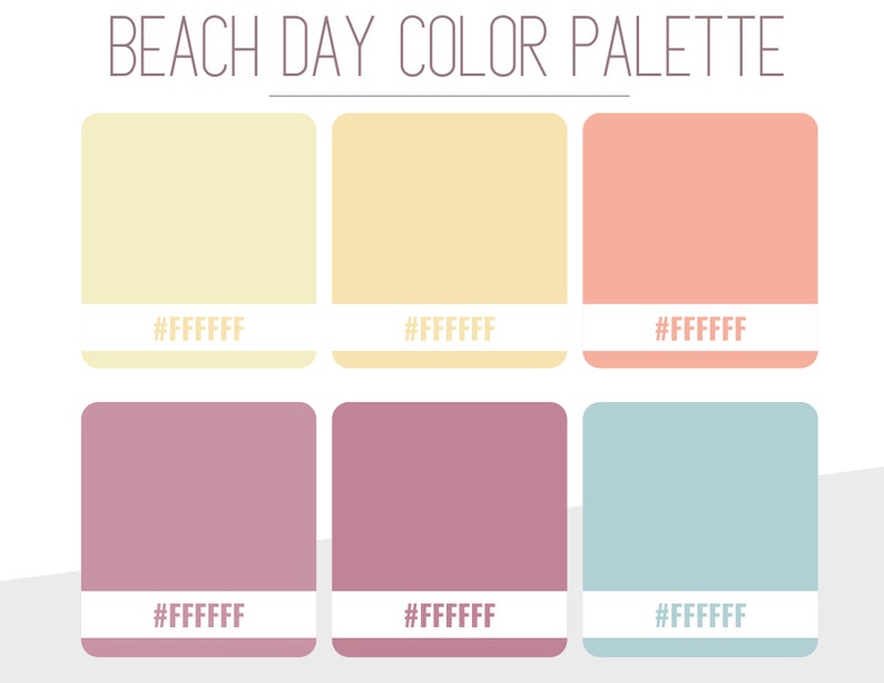 Beach Day Color Palette Hex Code | Beach Day Brand Hex Codes | Pink ...