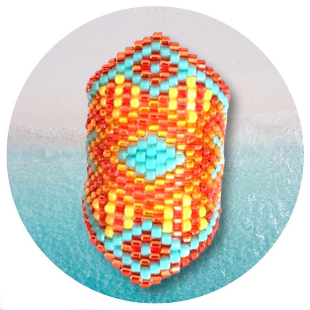 DIY NAVA Peyote or Brick Stitch Ring Pattern - Etsy