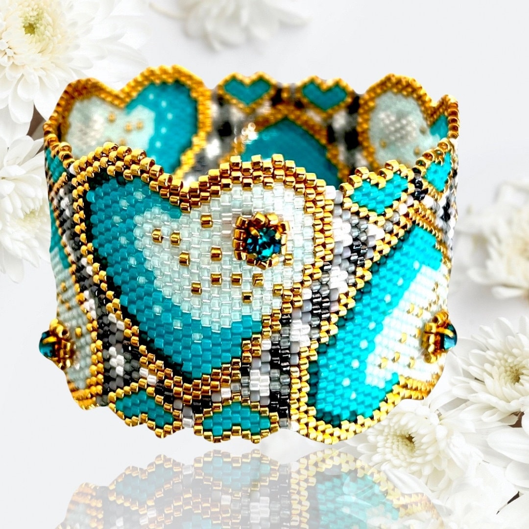 DIY Peyote Hearts Bracelet Pattern Bangle or With Clasp - Etsy
