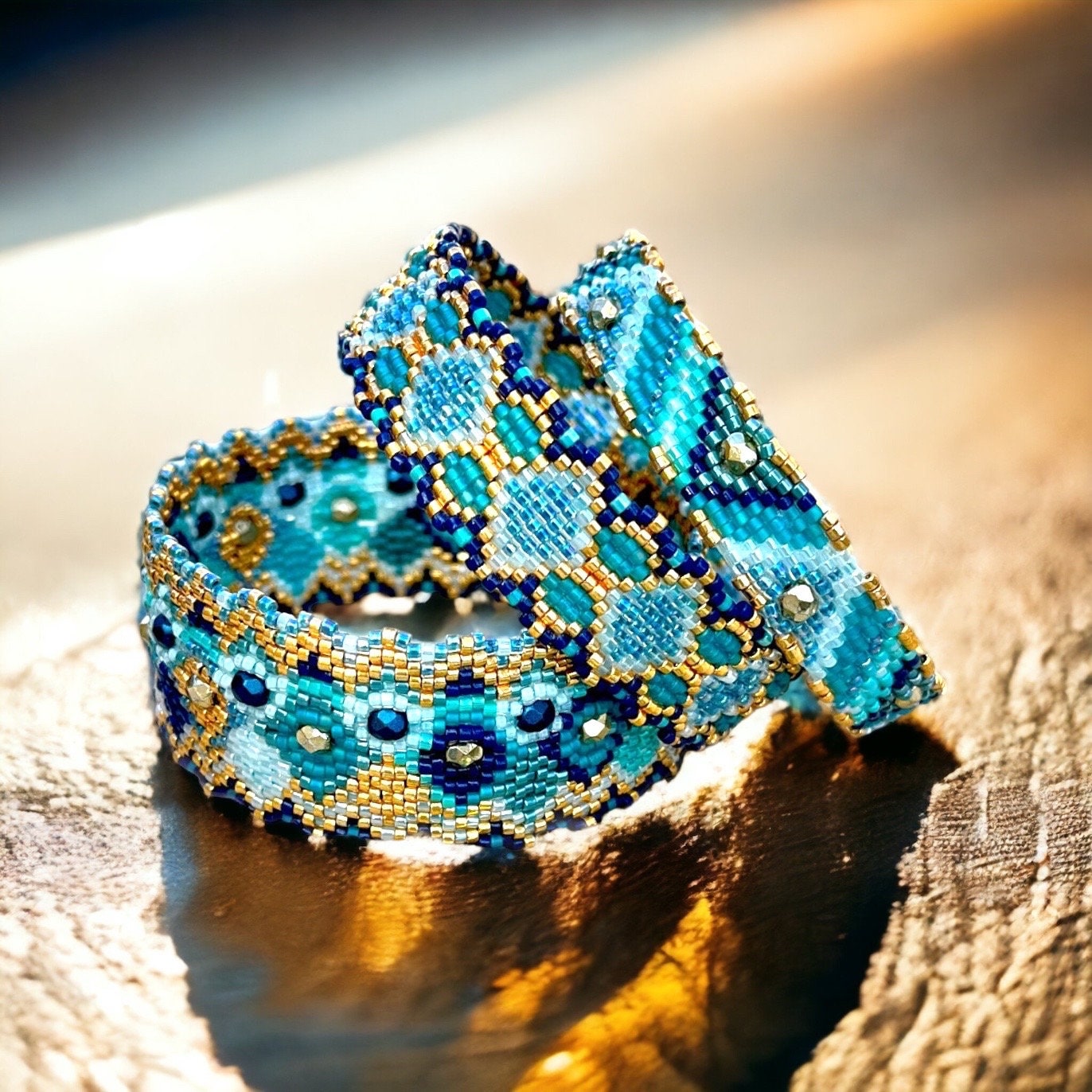 DIY 3 Peyote 3 Drops Bracelet Patterns Bangle or With Clasp, Bracelets ...