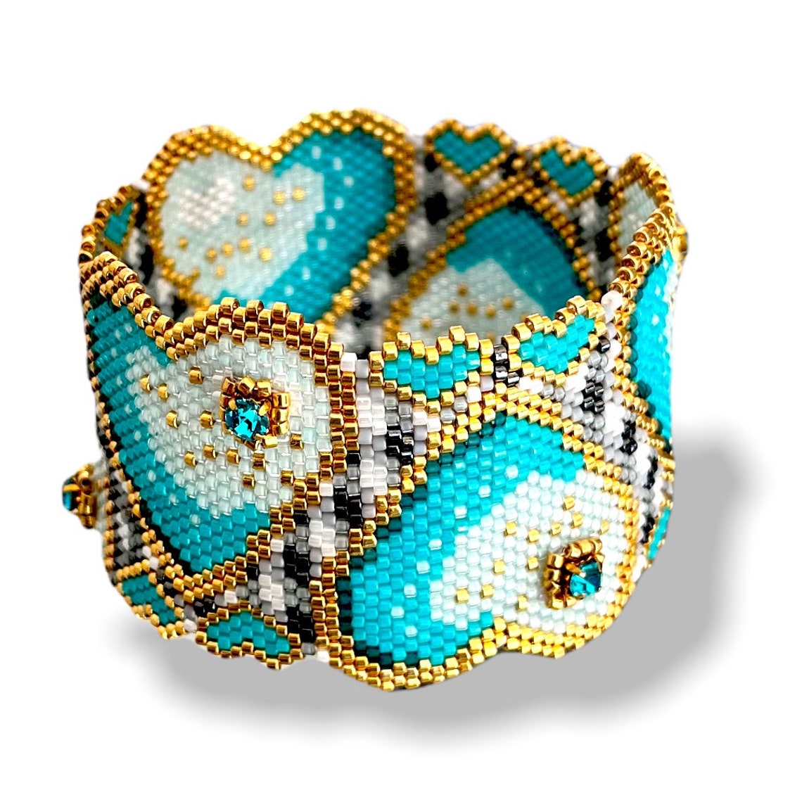 DIY Peyote Hearts Bracelet Pattern Bangle or With Clasp - Etsy