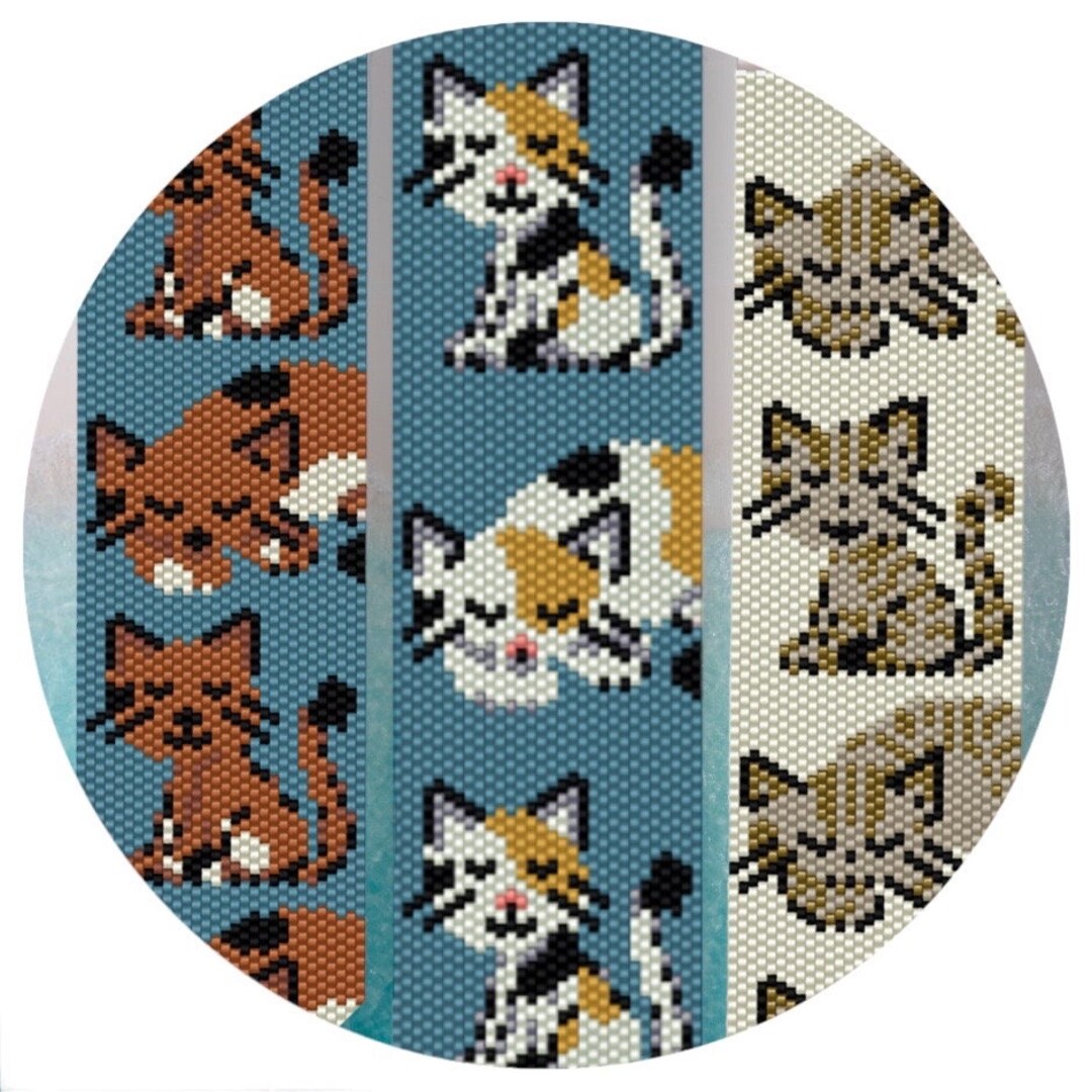 DIY 3 Even Count Peyote Patterns for the Bracelets CATS Calico, Tabby ...