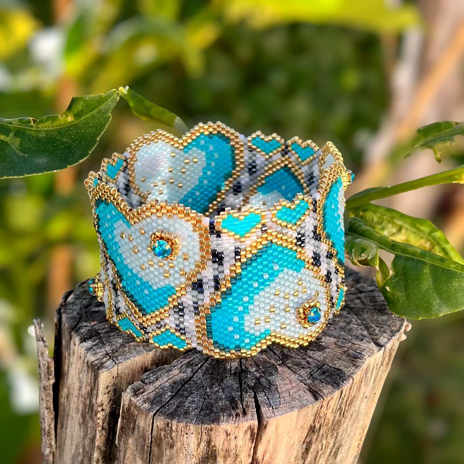 DIY Peyote Hearts Bracelet Pattern Bangle or With Clasp - Etsy