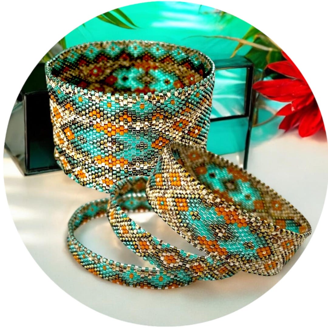 DIY Bracelet AQUA GREEN Pattern: 4 Weavings Offered - Etsy