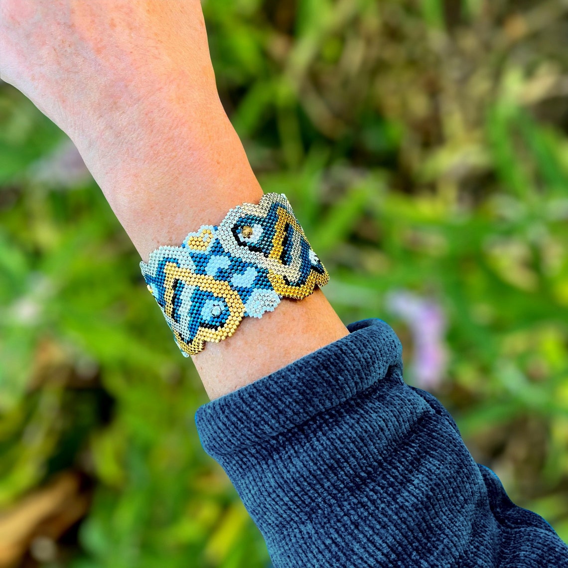 DIY Peyote Hearts Bracelet Pattern Bangle or With Clasp - Etsy