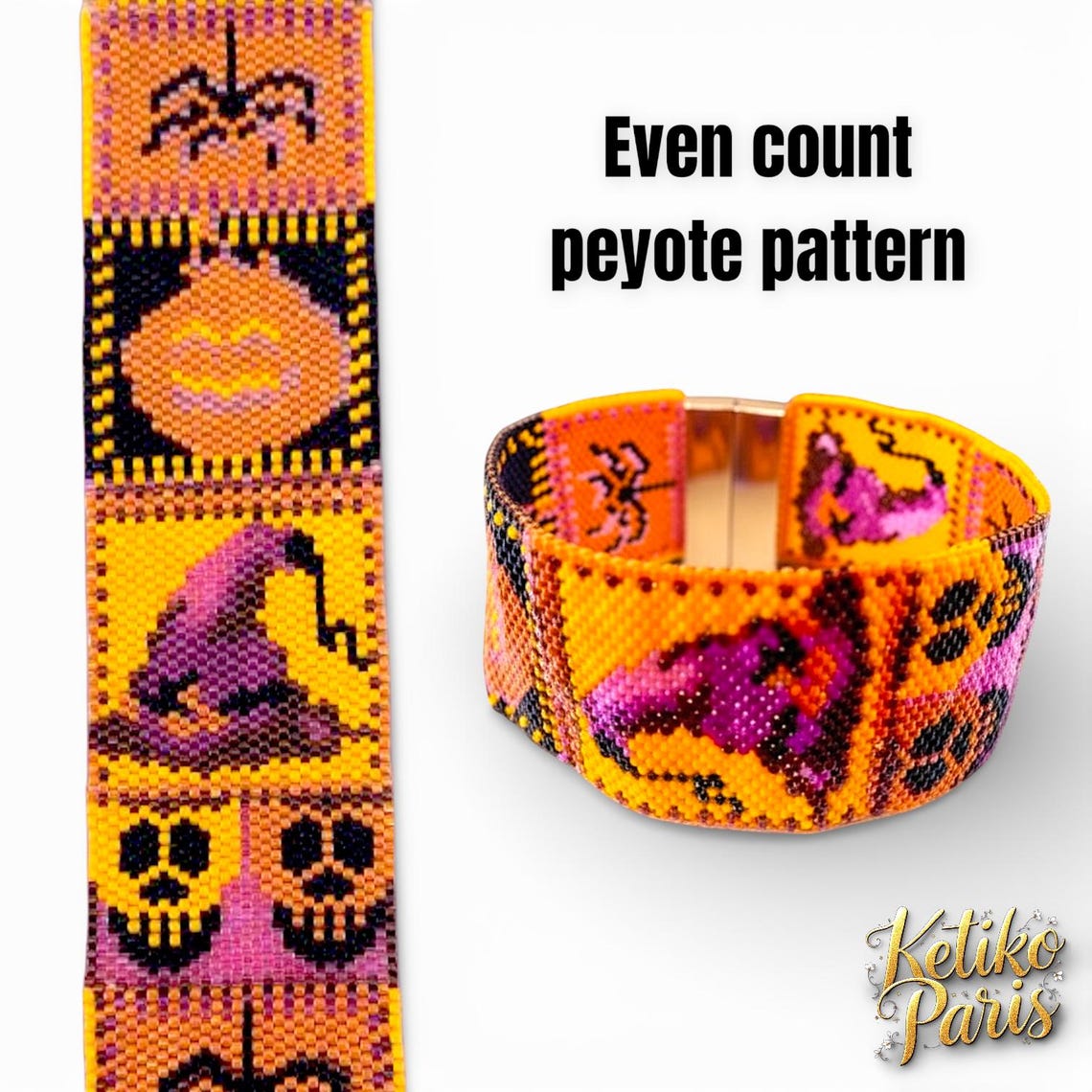DIY Loom and Even Count Peyote Pattern for the Bracelet HALLOWEEN3 - Etsy