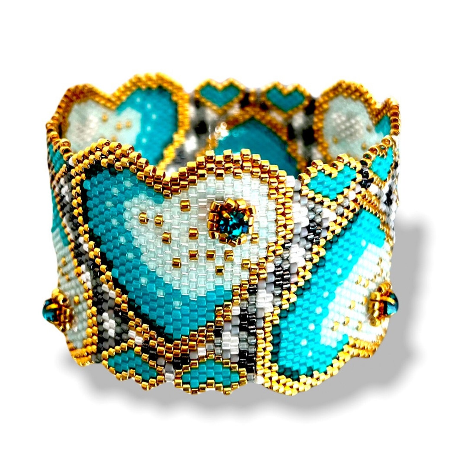 DIY Peyote Hearts Bracelet Pattern Bangle or With Clasp - Etsy