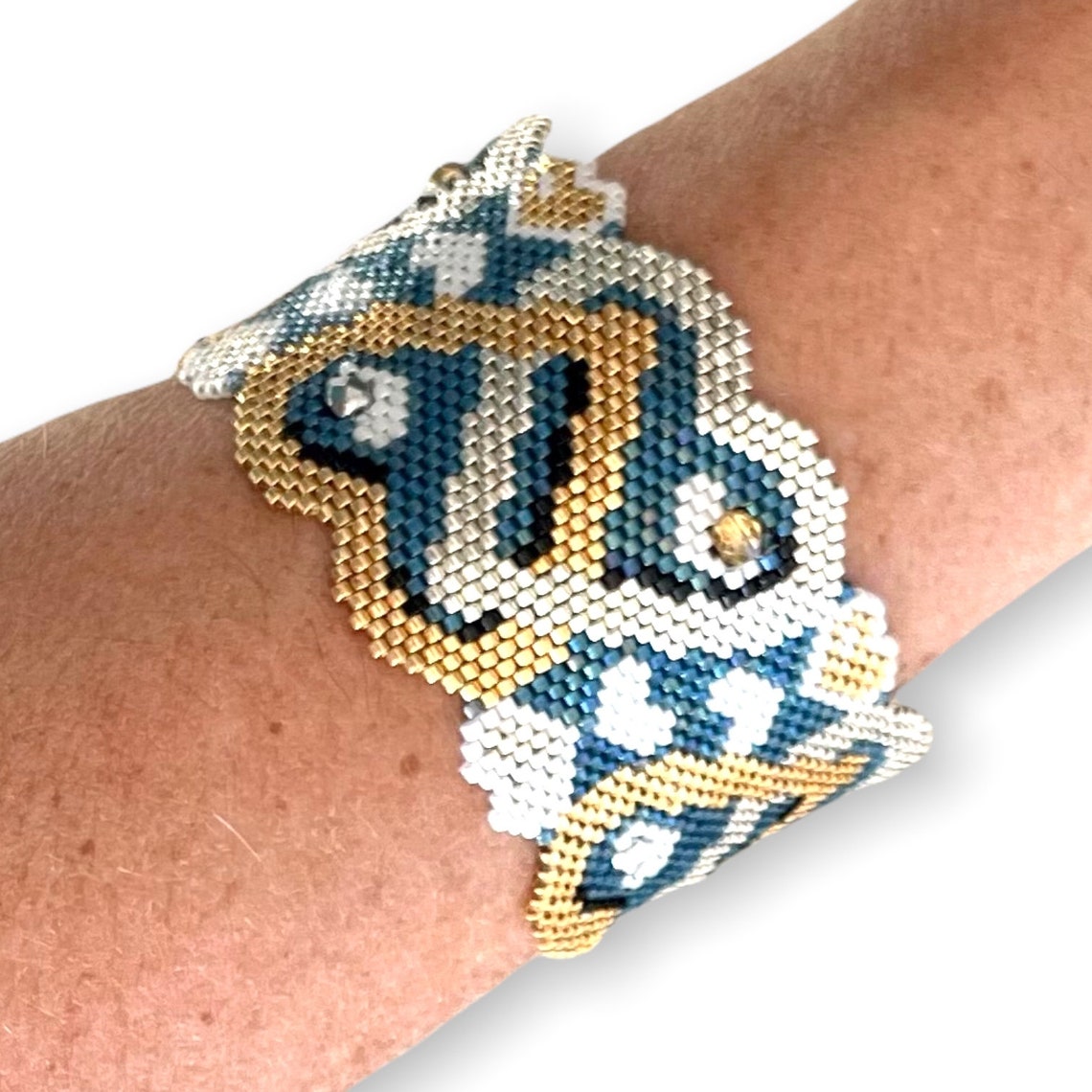 DIY Peyote Hearts Bracelet Pattern Bangle or With Clasp, Bracelet AMORE ...