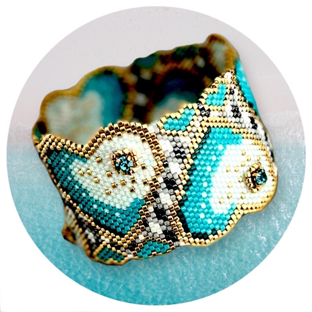 DIY Peyote Hearts Bracelet Pattern Bangle or With Clasp, Bracelet ...