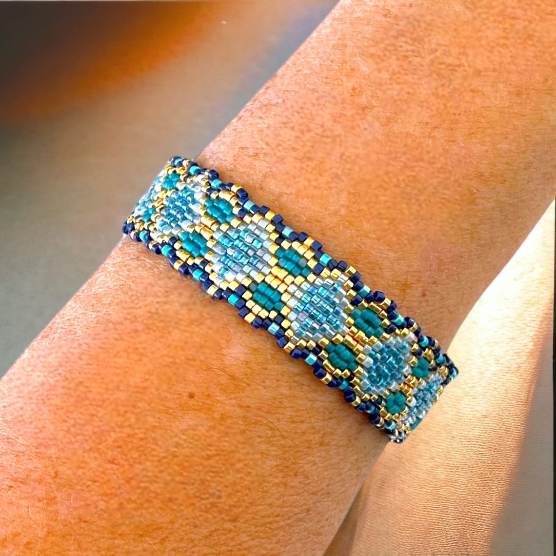 DIY 3 Peyote 3 Drops Bracelet Patterns Bangle or With Clasp, Bracelets ...