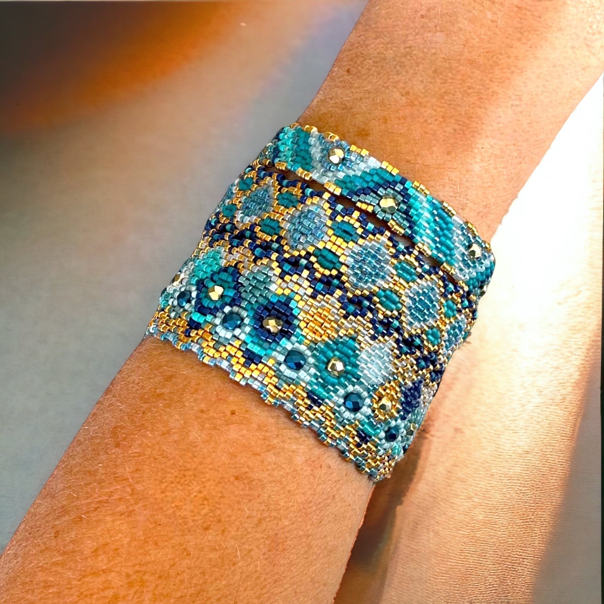 DIY 3 Peyote 3 Drops Bracelet Patterns Bangle or With Clasp, Bracelets ...