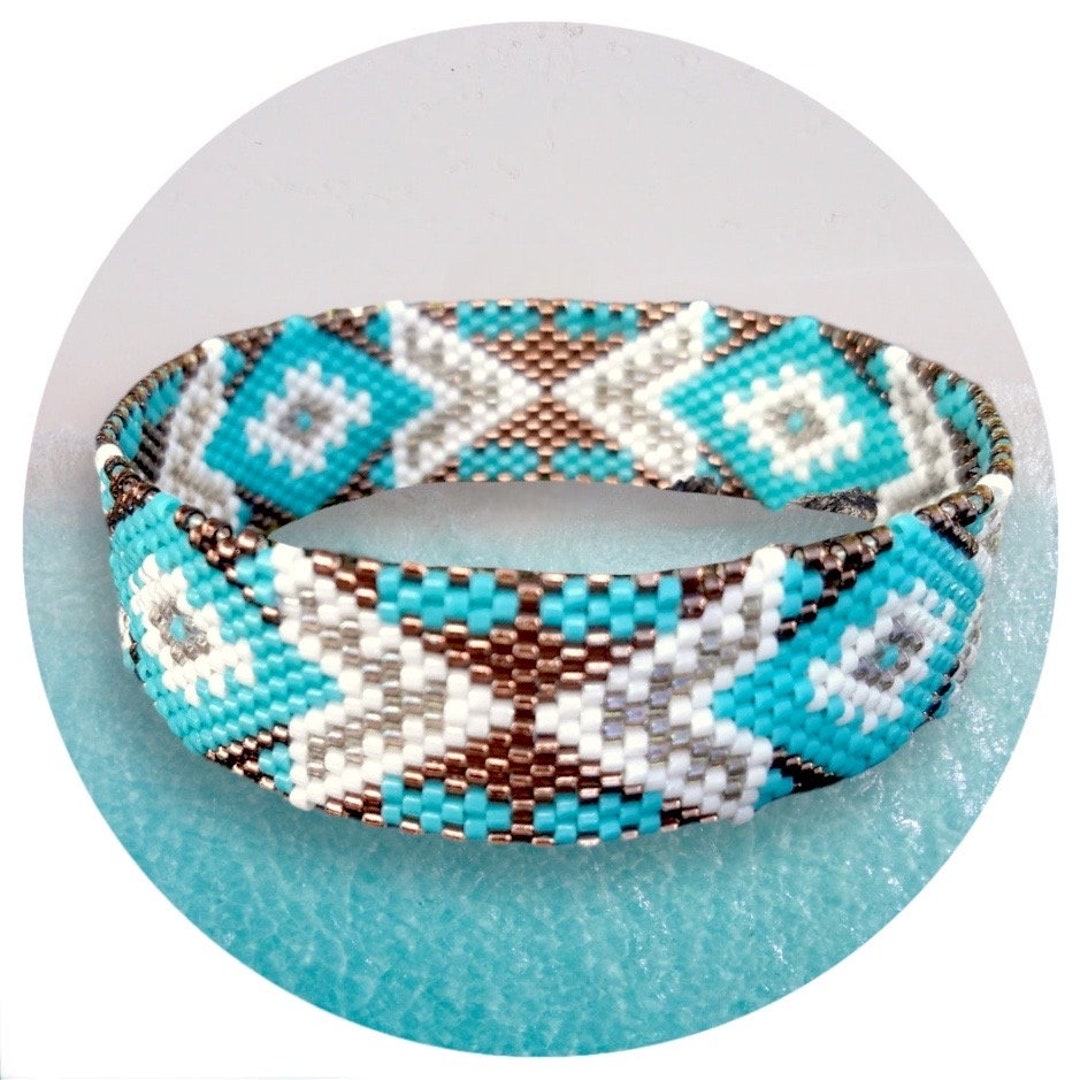 DIY Peyote Bracelet Pattern Bangle or With Clasp, Bracelet TULUM - Etsy