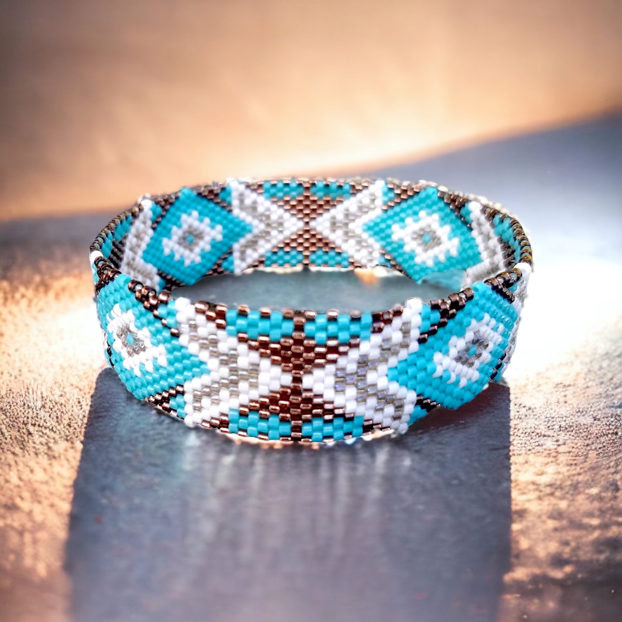 DIY Peyote Bracelet Pattern Bangle or With Clasp, Bracelet TULUM - Etsy