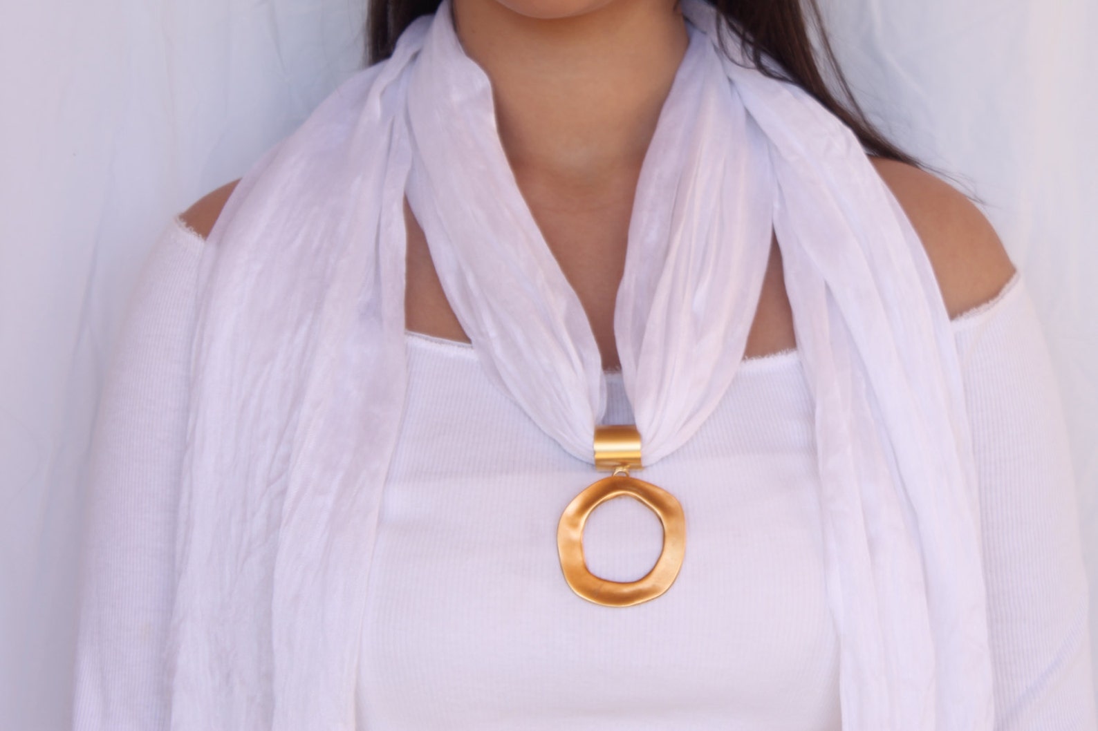 Scarf Necklace, Beaded Scarf Necklace, Scarf Jewelry, Scarf Ring, Scarf ...