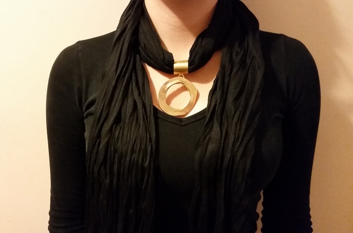 Beaded Scarf Jewelry Scarf Ring Black Scarf Scarf Jewelry - Etsy