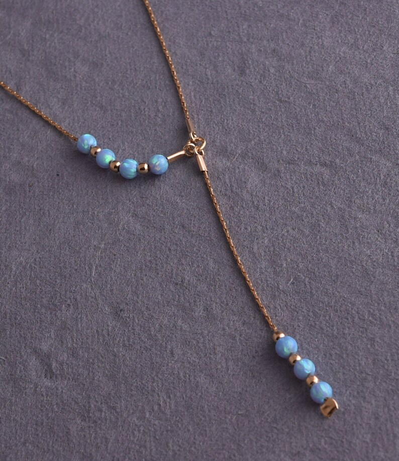 Y Necklace Long Lariat Necklace Delicate Opal Necklace - Etsy
